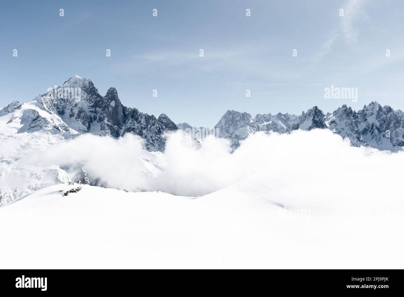 Mountain peaks in the French Alps in Europe. A wonderful high altitude ...