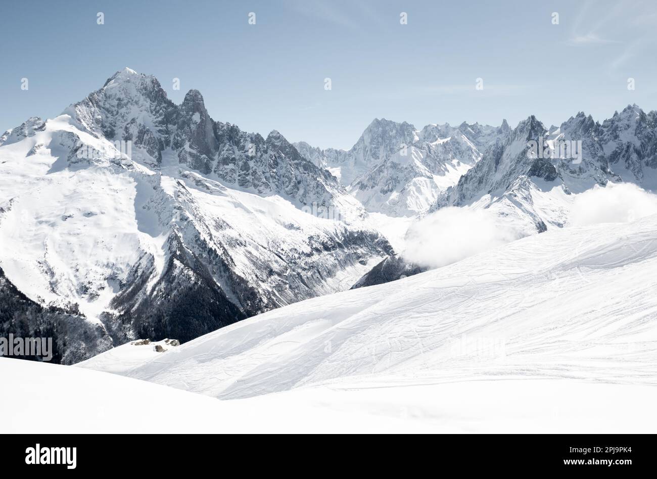 Mountain peaks in the French Alps in Europe. A wonderful high altitude ...