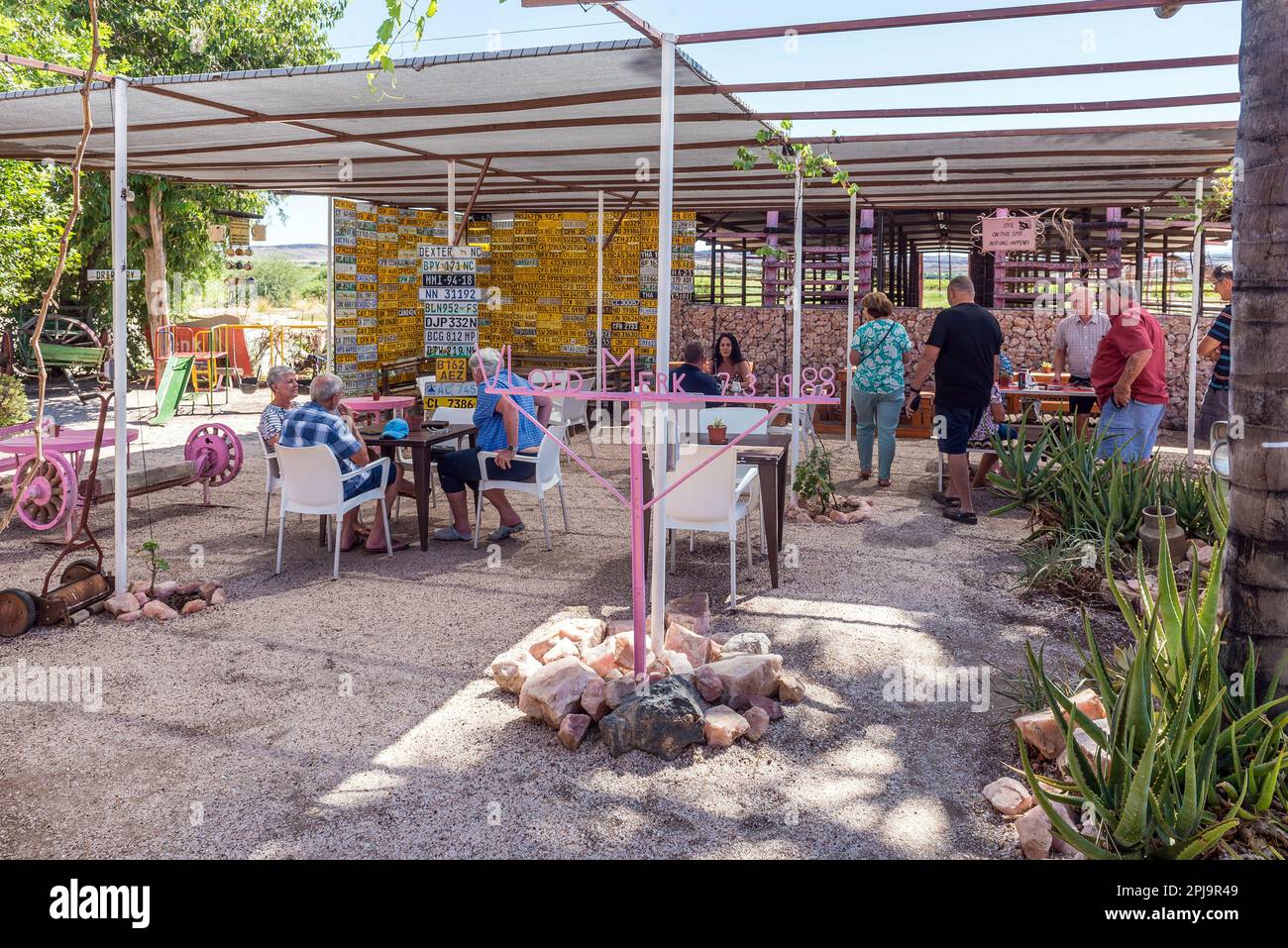 Kakamas, South Africa - Feb 25, 2023: Dining area at the Pienk Padstal ...