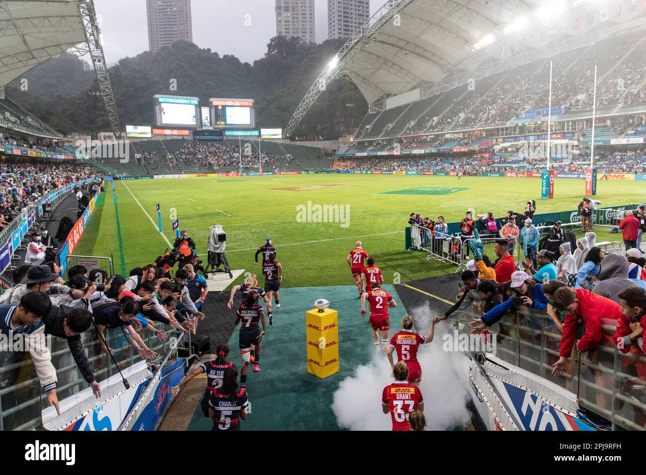 Hong Kong, Hong Kong. 31st Mar, 2023. Rugby players from the Hong Kong ...