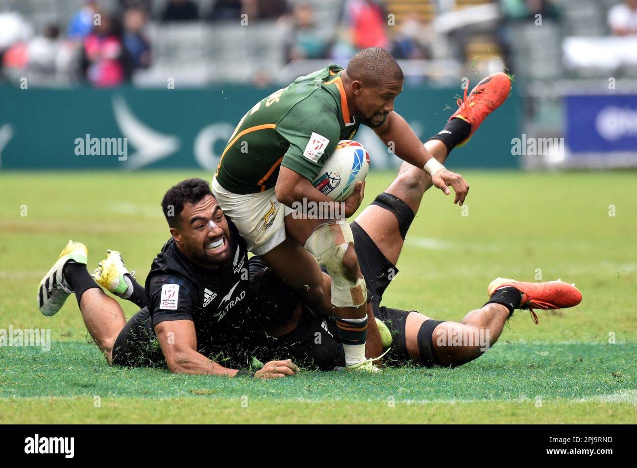 Hong Kong. 1st Apr, 2023. Shaun Williams (top) of South Africa is ...