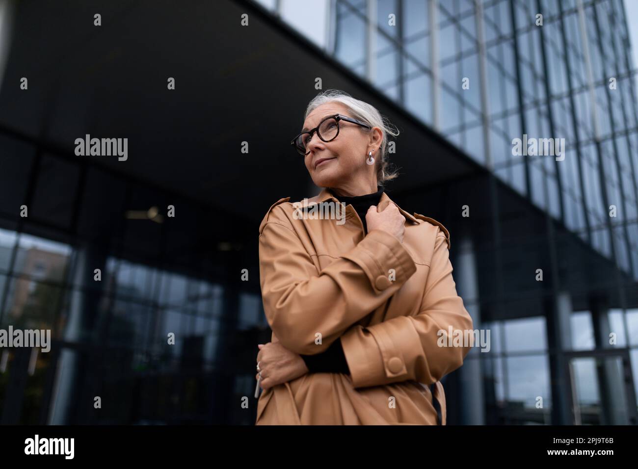 horizontal photo of caucasian mature adult female accountant with gray ...