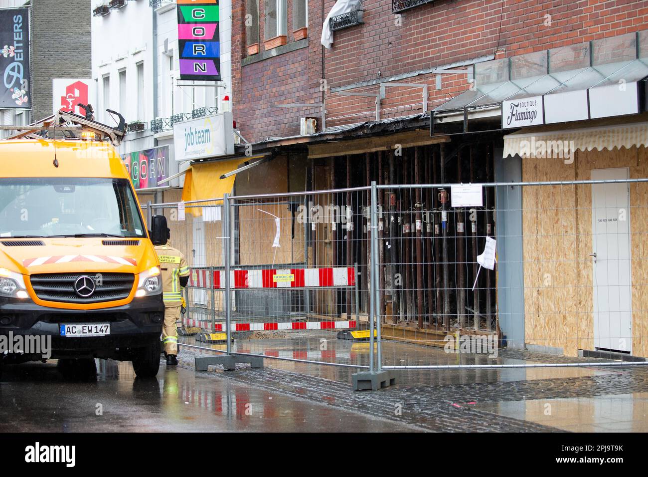 Eschweiler, Germany. 01st Apr, 2023. View of the damaged building on ...