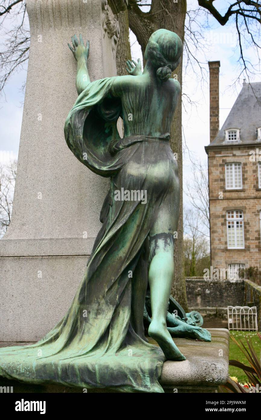 A beautiful bronze statue in the grounds of Chateau de Flers, Normandy ...