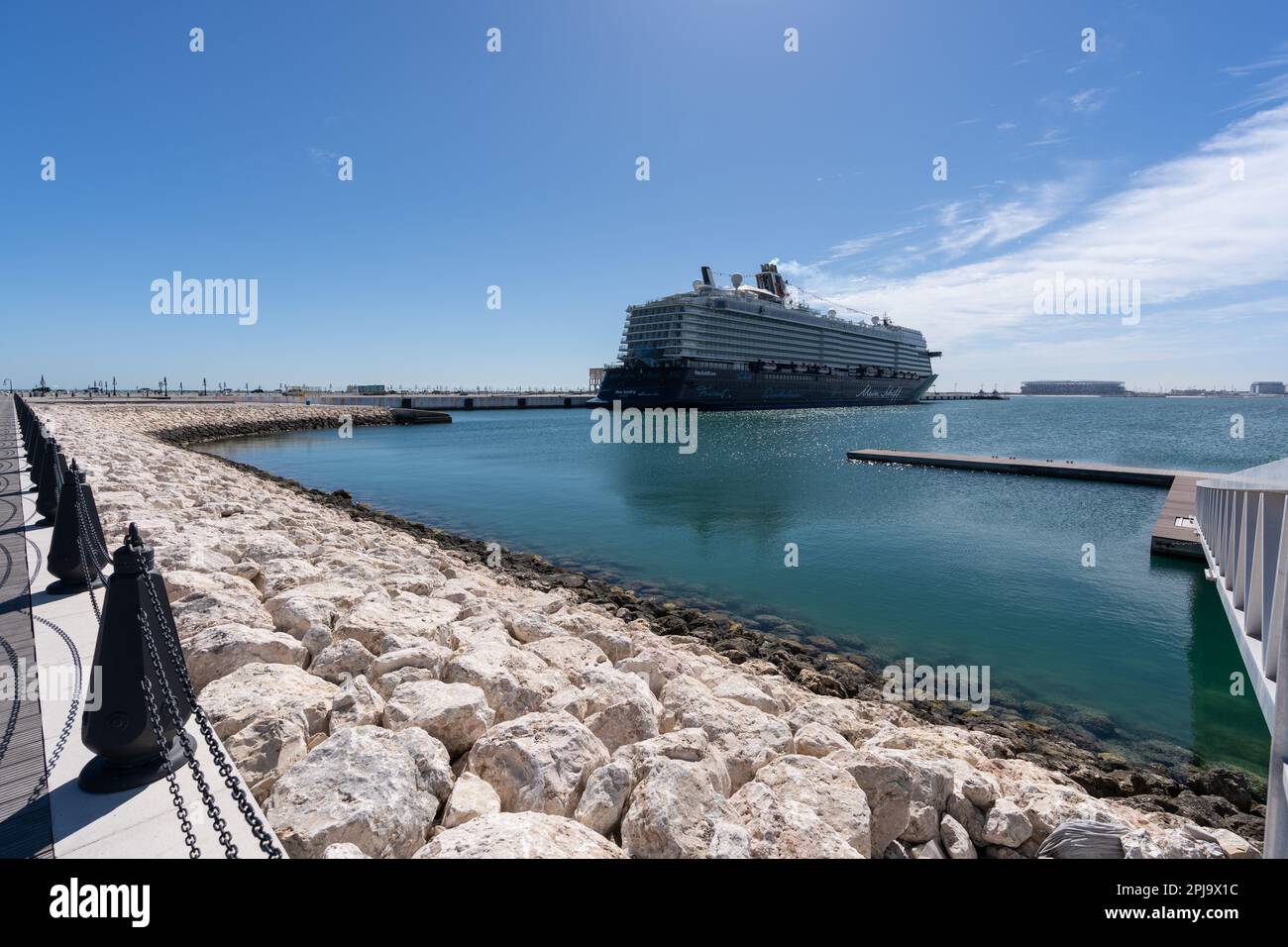 Doha, Qatar - March 18, 2023: Luxury cruise ship the Mein Schiff 6 ...