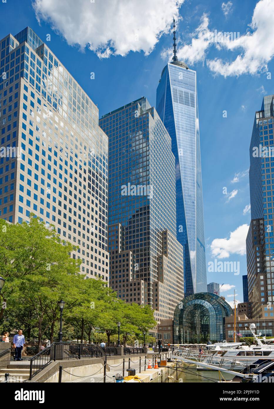 One World Trade Center towers over the buildings of Brookfield Place ...