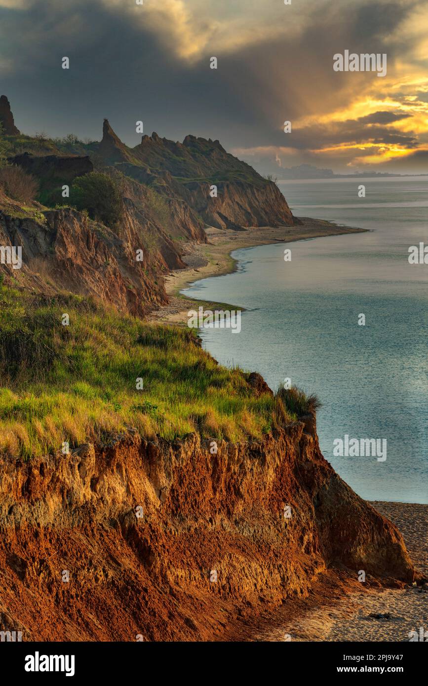 Beautiful Black Sea coastline at the sunset. Scenic landscape of ...