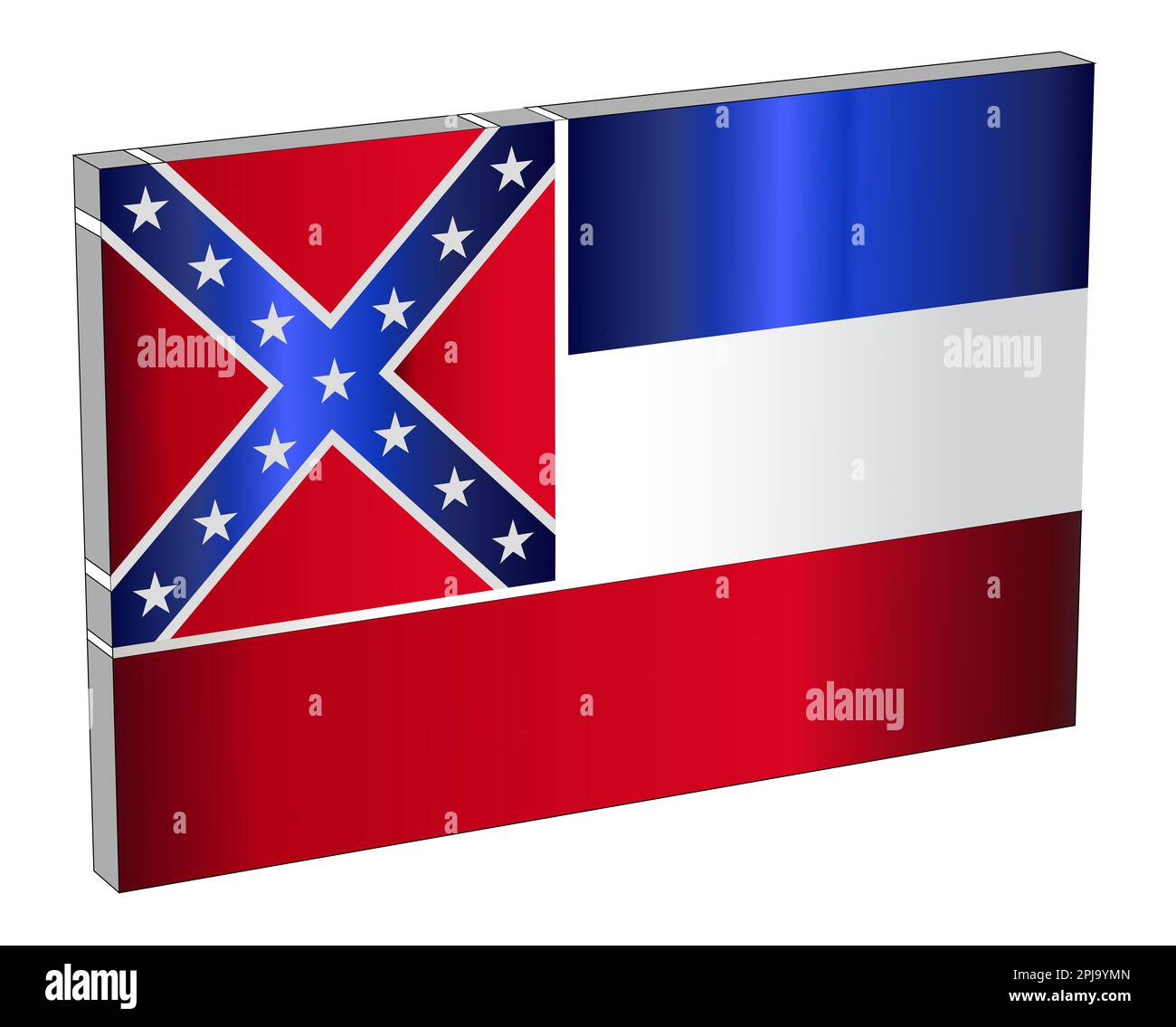 The flag of the USA state of Mississippi as 3D blocks on a white ...