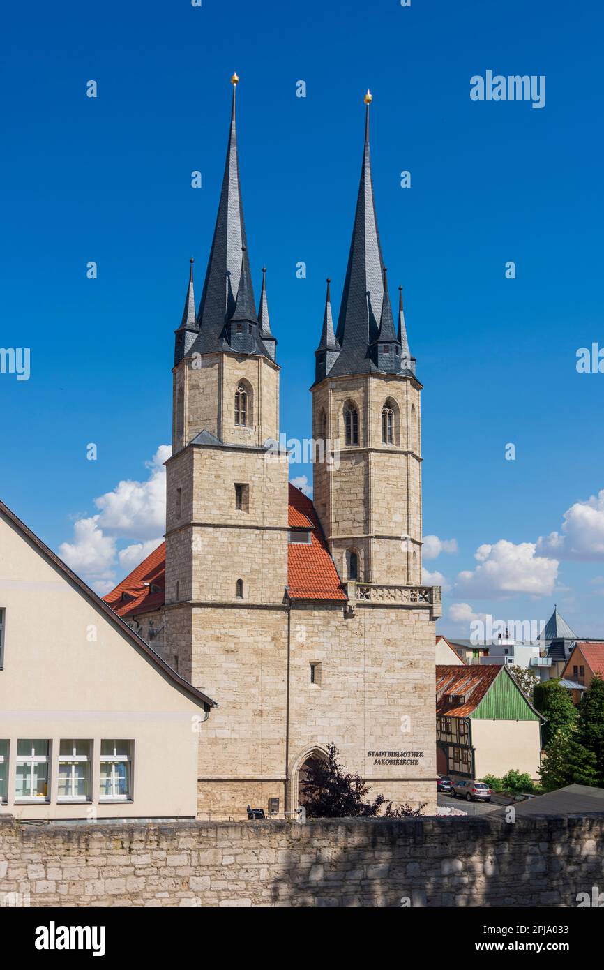 Mühlhausen: church Jakobikirche, Old Town in , Thüringen, Thuringia ...