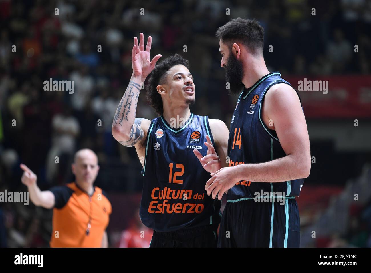 Belgrade, Serbia, 29 March 2023. Jonah Radebaugh of Valencia Basket ...