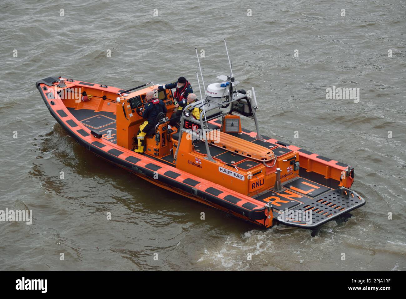 RNLI E-Class Lifeboat operating on the River Thames in central London ...