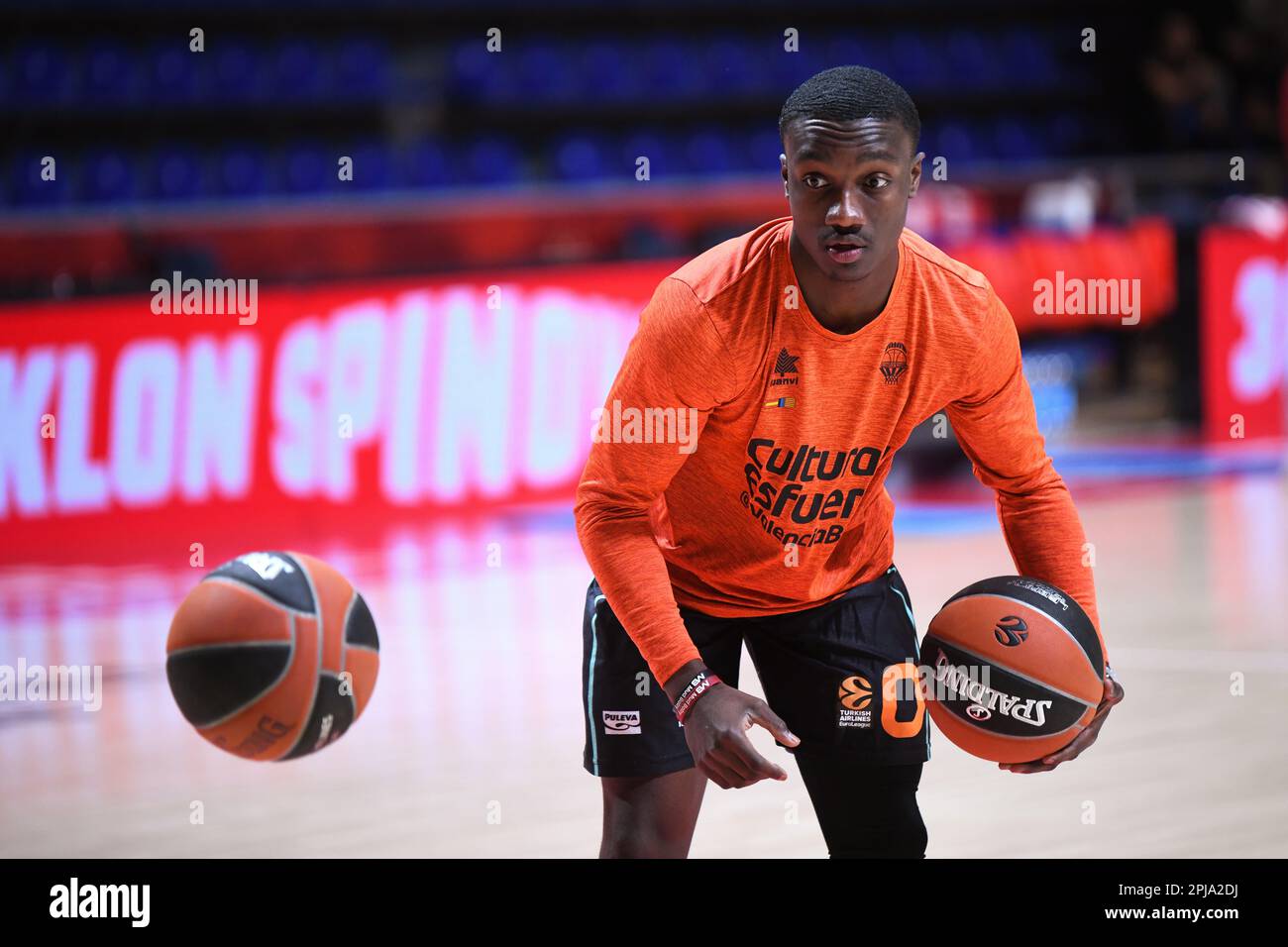 Belgrade, Serbia, 29 March 2023. Jared Harper of Valencia Basket warms ...