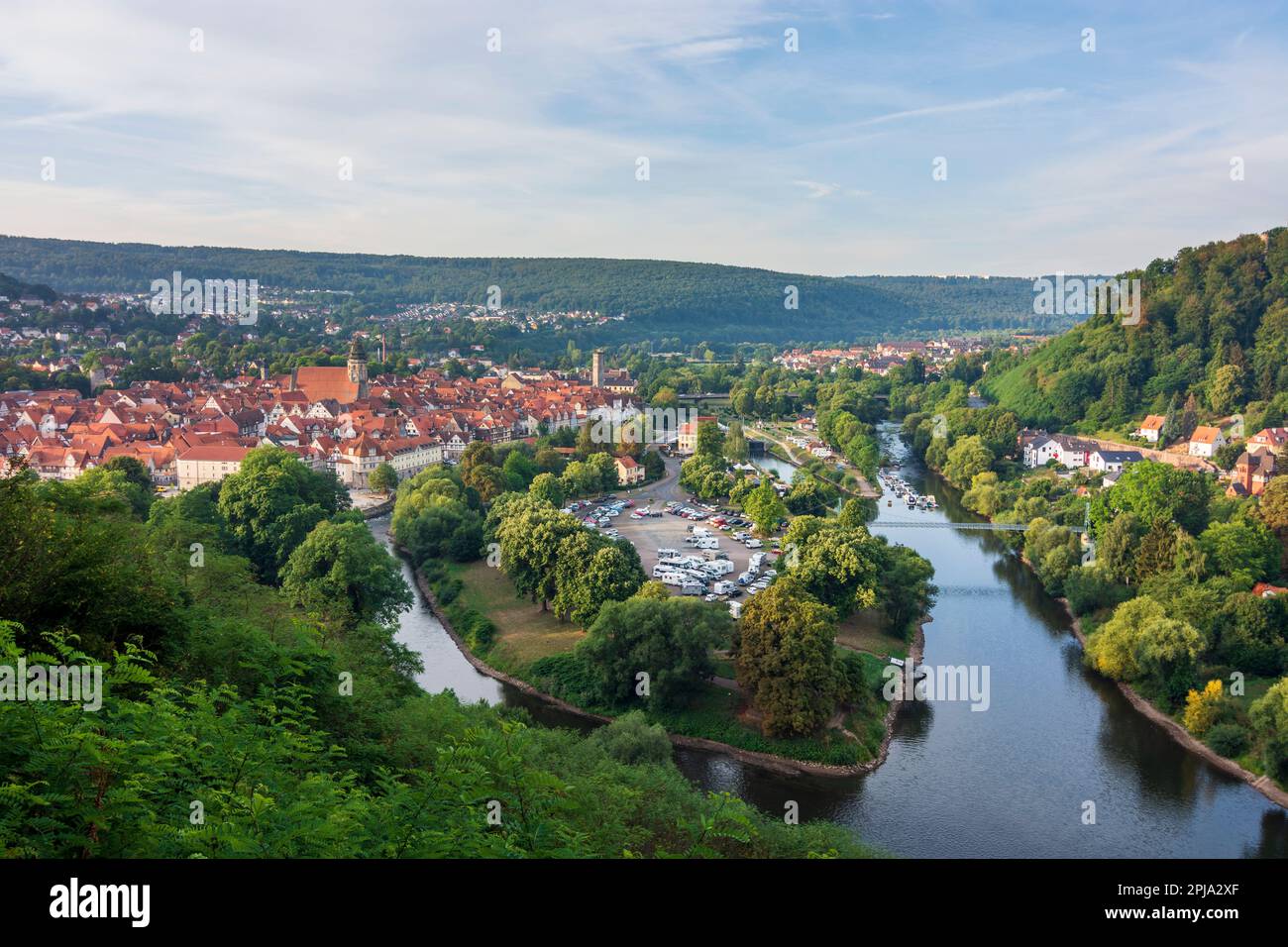 Hann. Münden: confluence of river Werra and river Fulda to river Weser ...