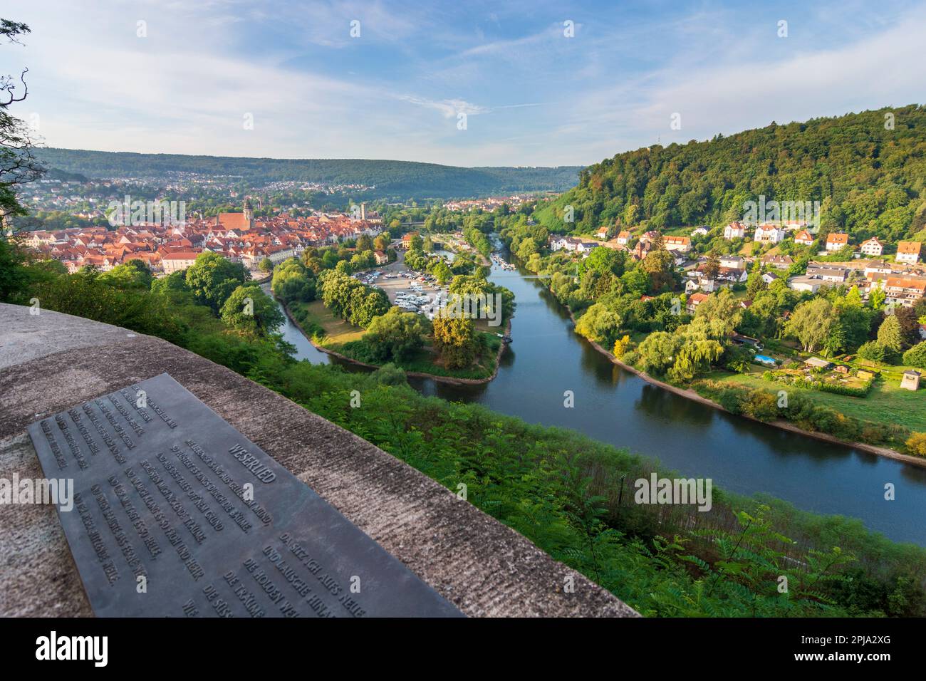 Hann. Münden: confluence of river Werra and river Fulda to river Weser ...