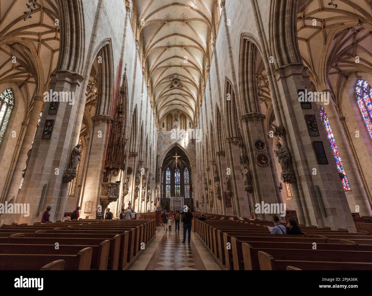 Inside the historic 16th century Gothic Ulm Minster or Cathedral ...