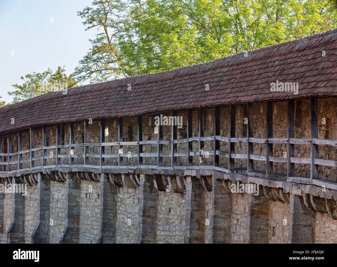 Ramparts and walkways on the historic medieval fortifications on the ...