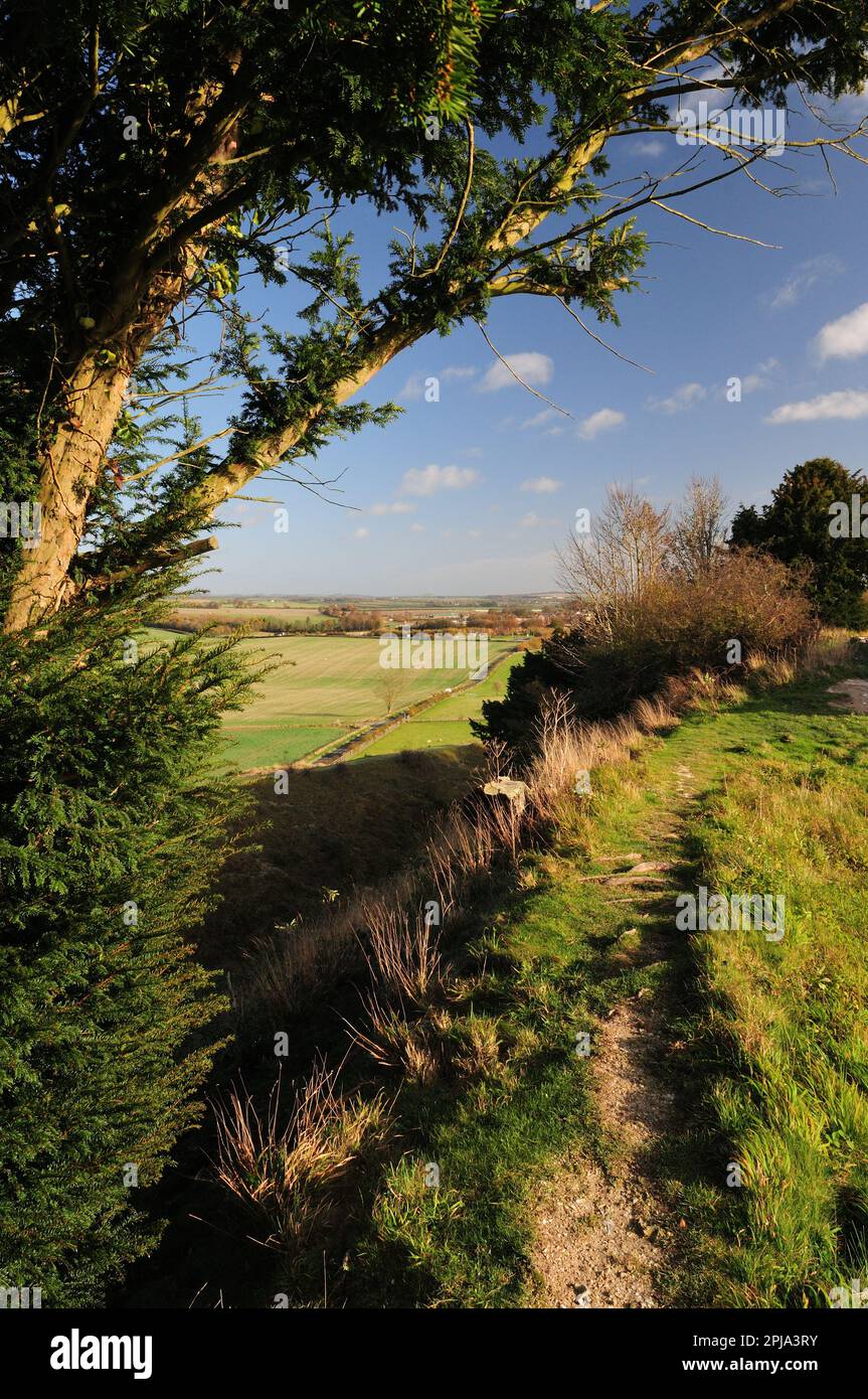 The ramparts of Old Sarum castle and hillfort at Salisbury, Wiltshire ...