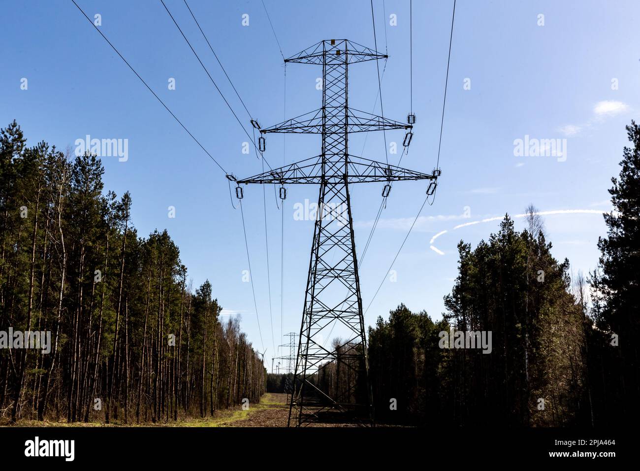 Belchatow, Poland. 01st Apr, 2023. A view of PGE Power Station grids in ...