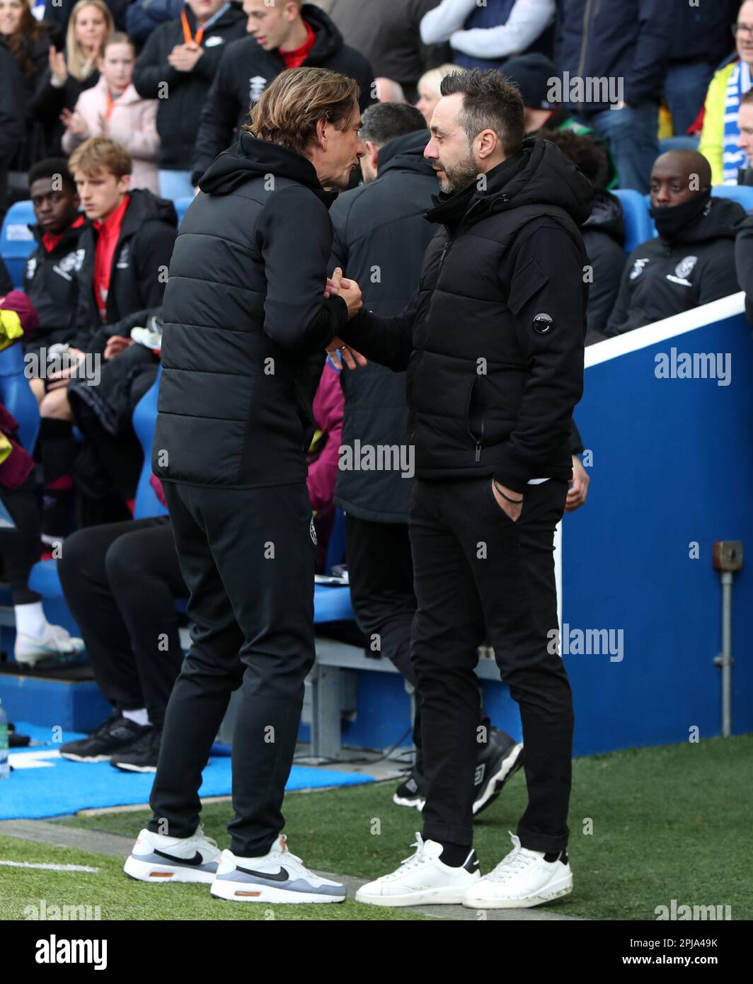 Brentford manager Thomas Frank (left) and Brighton and Hove Albion ...