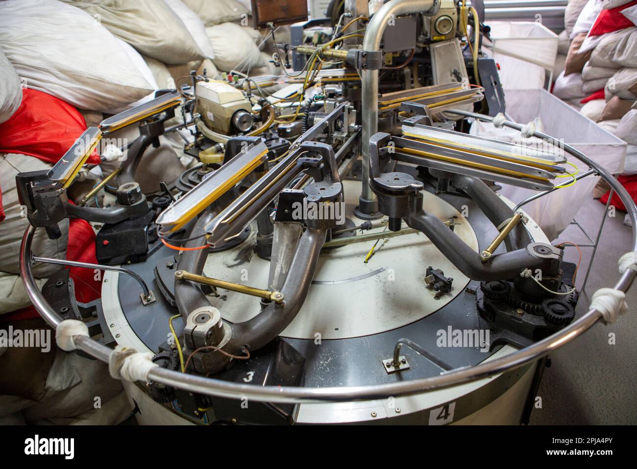 production of capron tights. Textile factory with machines and ...