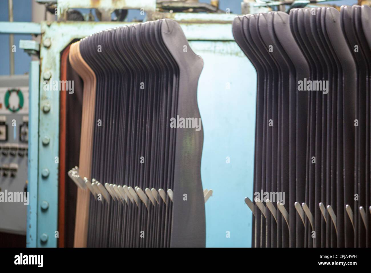 production of capron tights. Textile factory with machines and ...