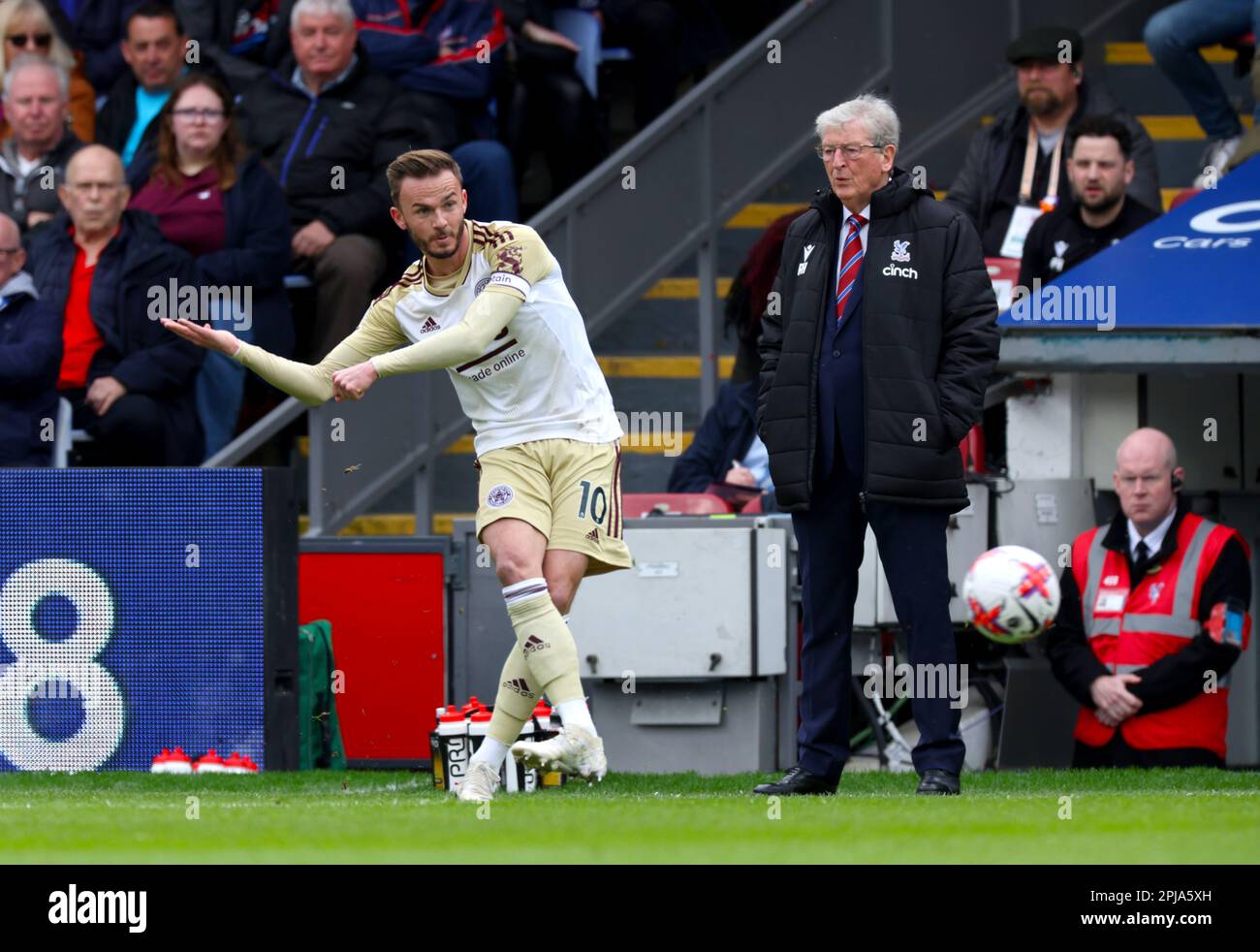 Leicester City's James Maddison kicks the ball as Crystal Palace ...