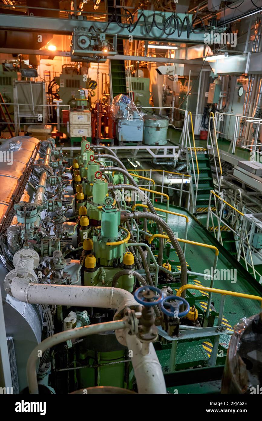 Ship's engine room. Vessel's ( Ship ) Engine Room Space / industrial ...