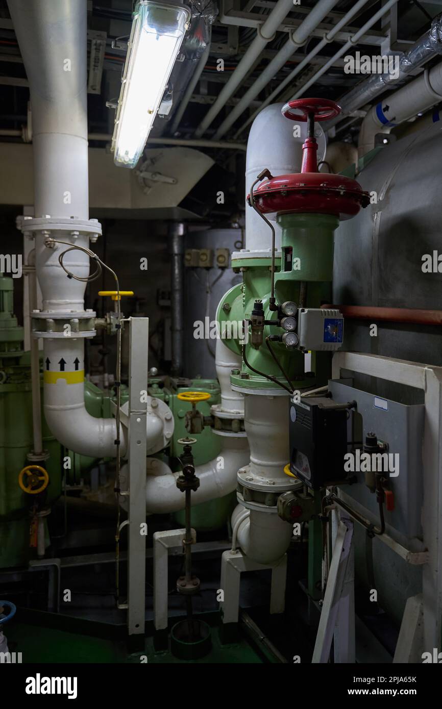 Ship's engine room. Vessel's ( Ship ) Engine Room Space / industrial ...
