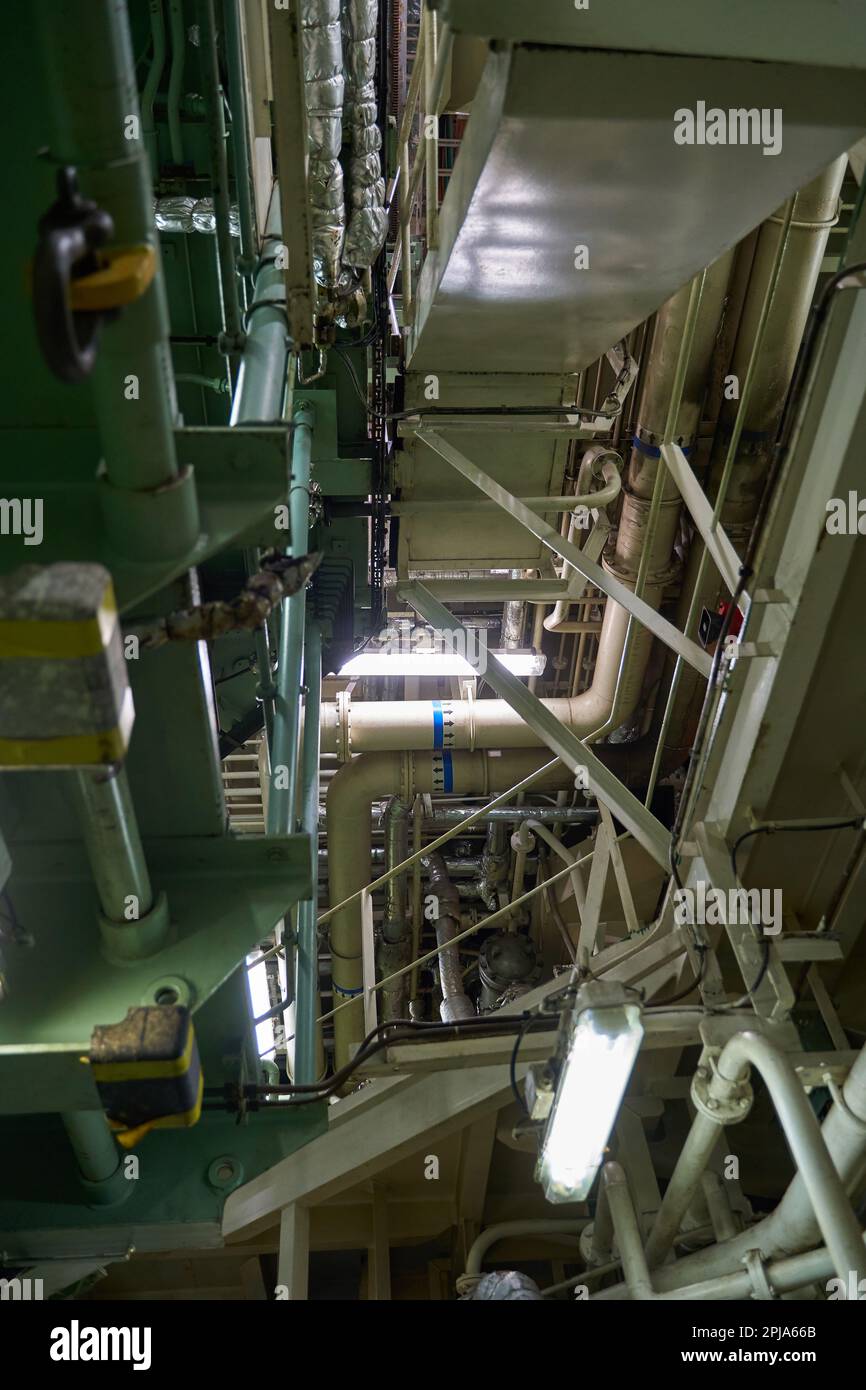 Ship's engine room. Vessel's ( Ship ) Engine Room Space / industrial ...