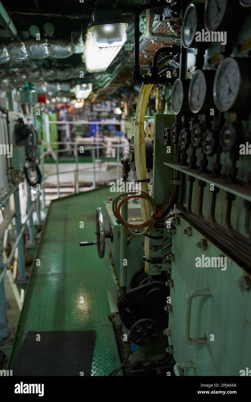 Ship's engine room. Vessel's ( Ship ) Engine Room Space / industrial ...