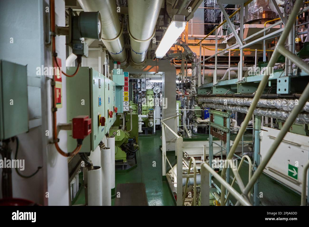 Ship's engine room. Vessel's ( Ship ) Engine Room Space / industrial ...