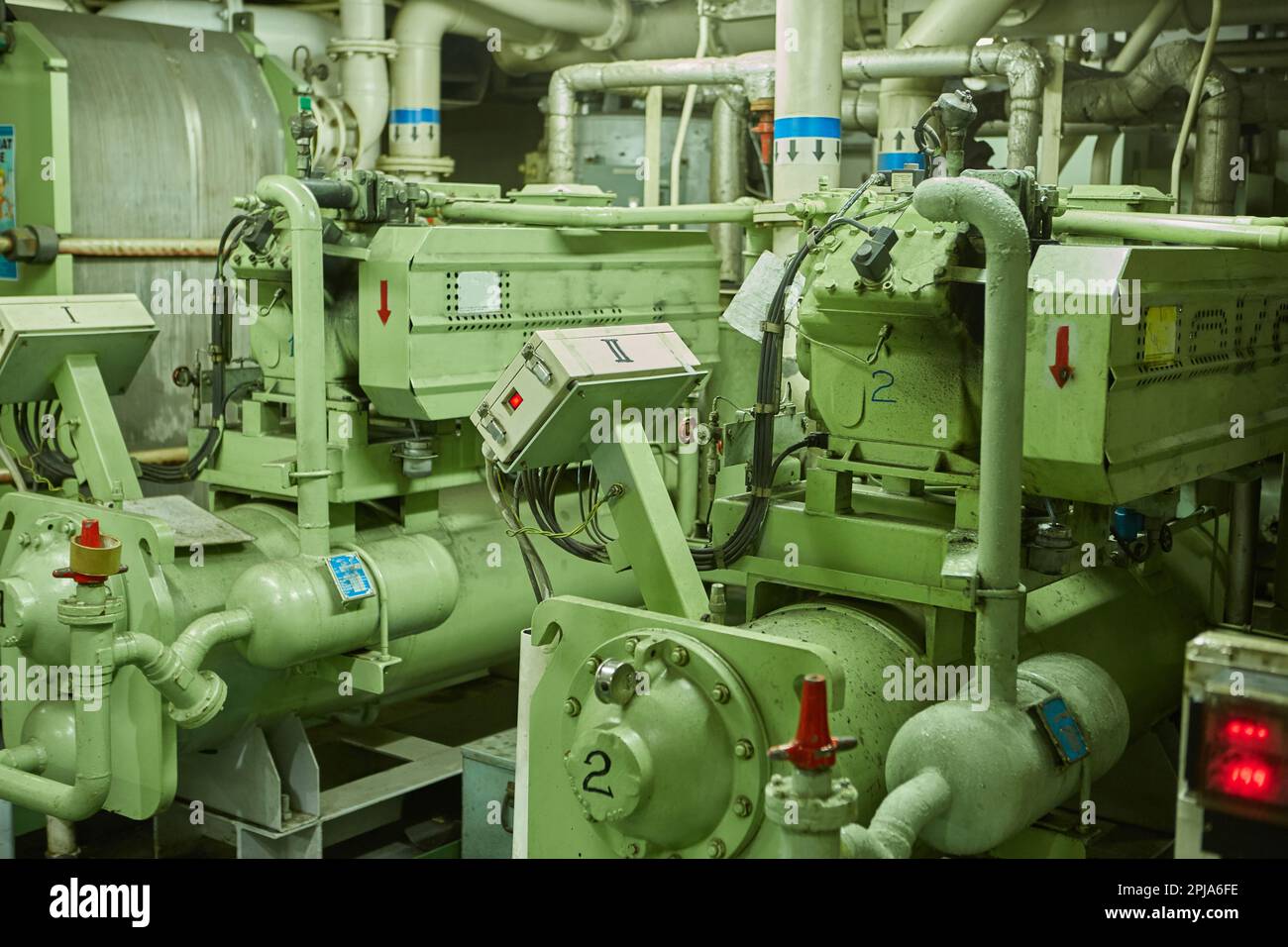 Ship's engine room. Vessel's ( Ship ) Engine Room Space / industrial ...
