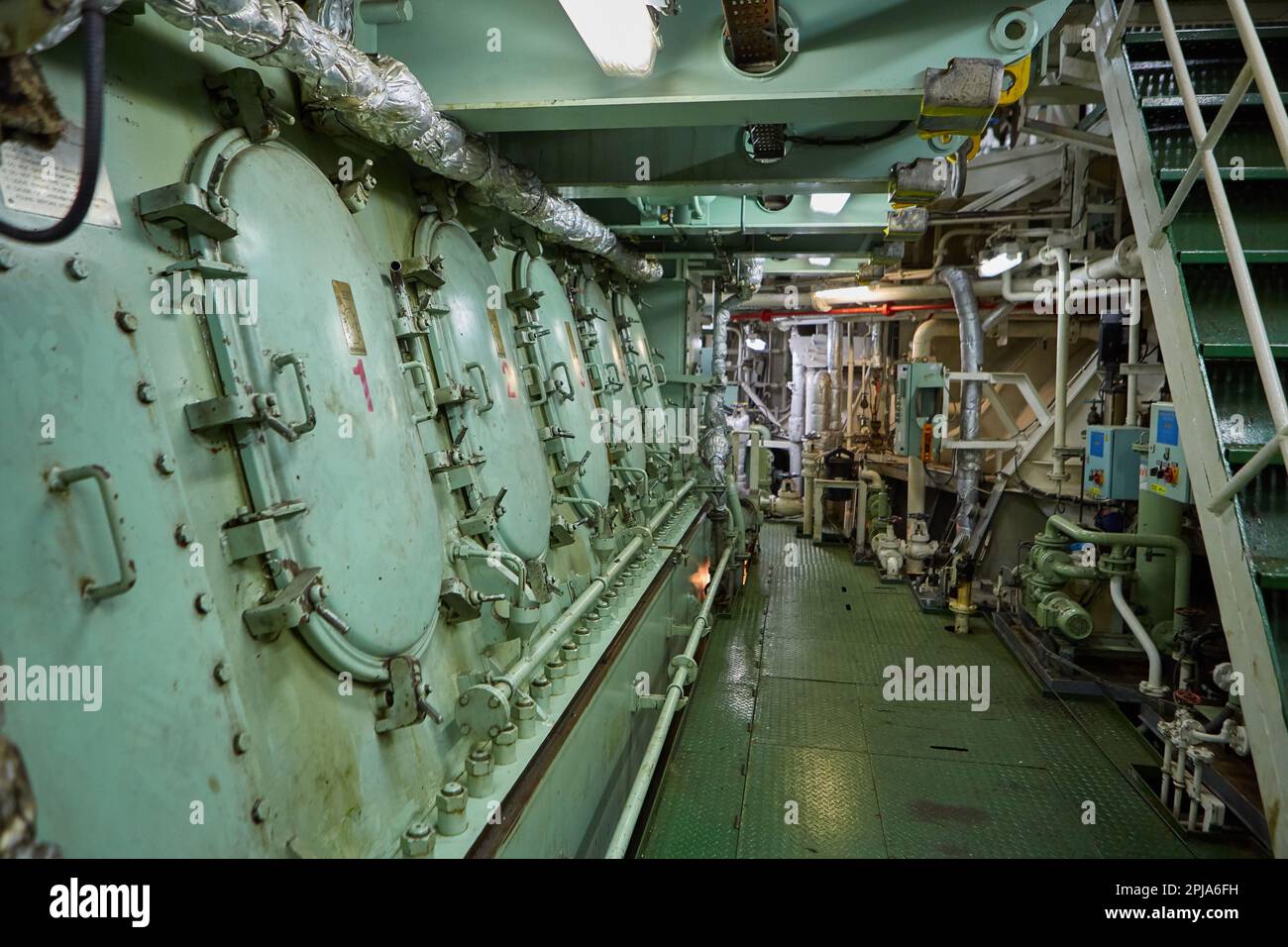 Ship's engine room. Vessel's ( Ship ) Engine Room Space / industrial ...