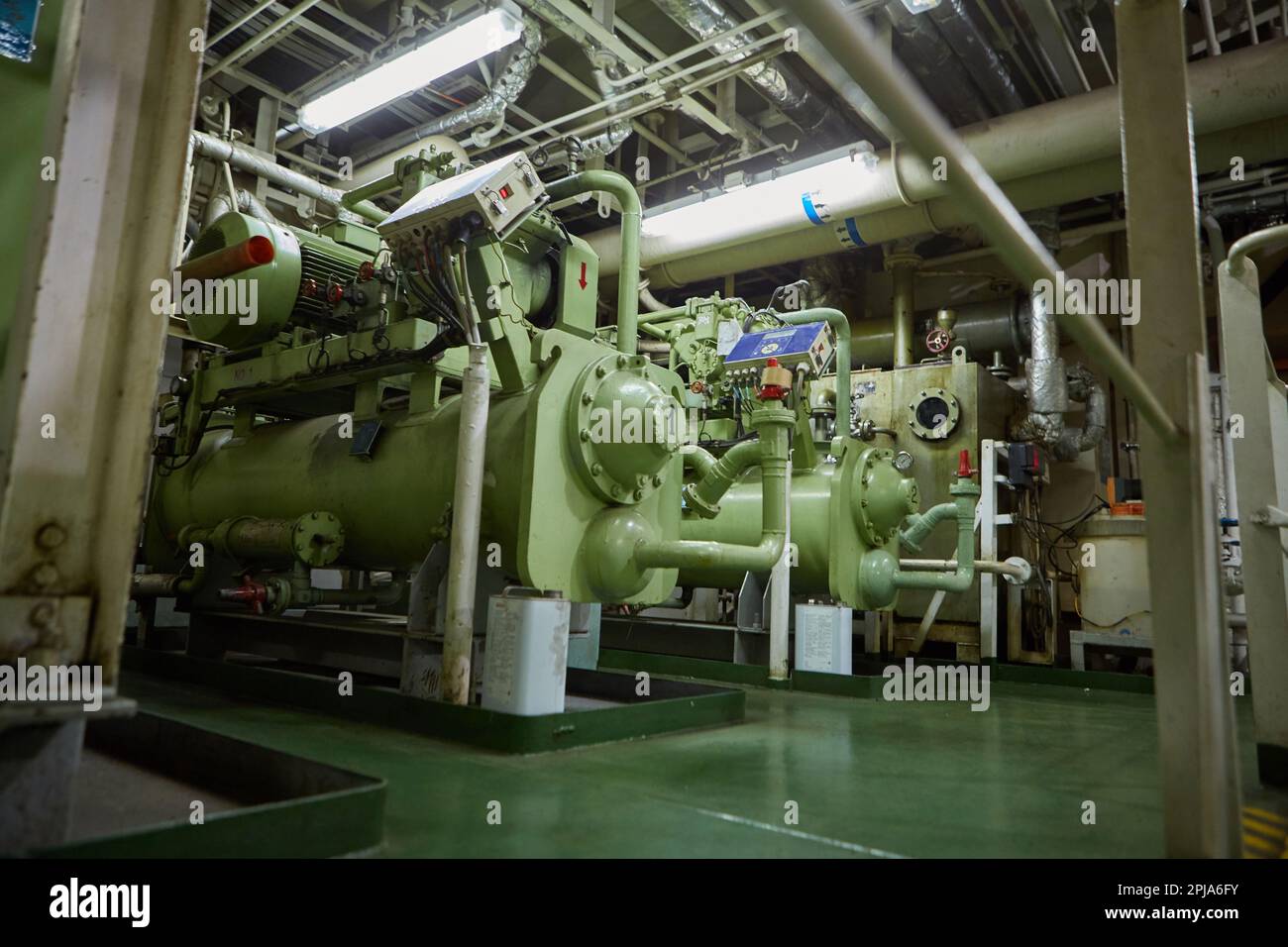 Ship's engine room. Vessel's ( Ship ) Engine Room Space / industrial ...