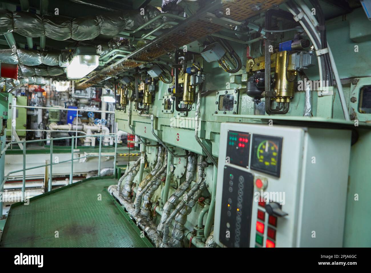 Ship's engine room. Vessel's ( Ship ) Engine Room Space / industrial ...