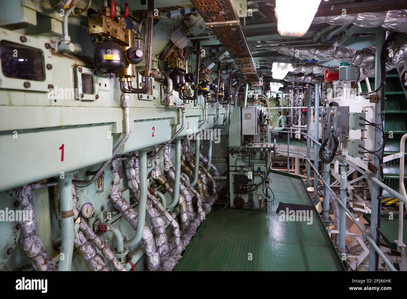 Ship's engine room. Vessel's ( Ship ) Engine Room Space / industrial ...