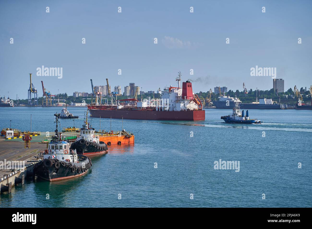bulk carrier vessel is sailing in the port area Stock Photo - Alamy