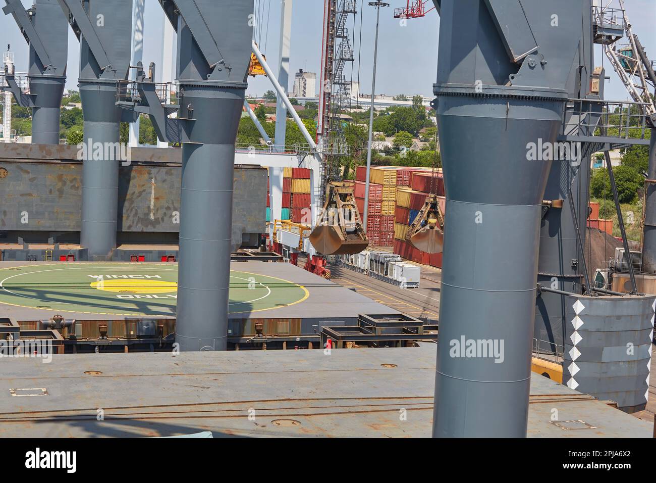 Bulker ship 's deck. Part of the vessel close-up Stock Photo - Alamy