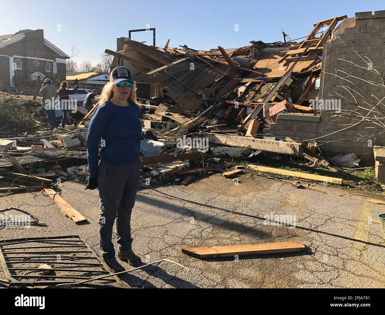 Heidi Jenkins, owner of Boulevard Salon, speaks with a reporter in ...