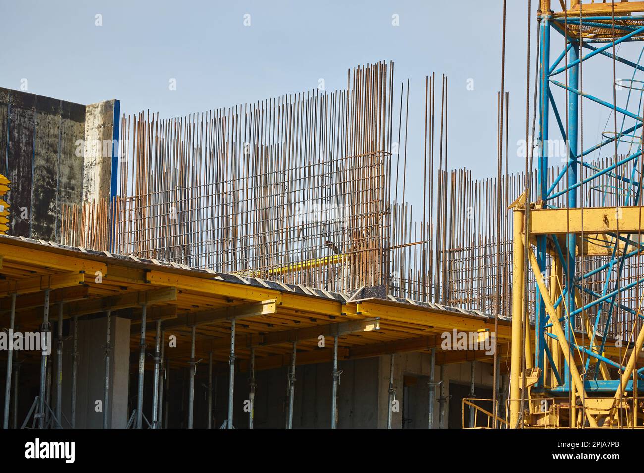 Construction site. High rise Building under construction. Construction ...