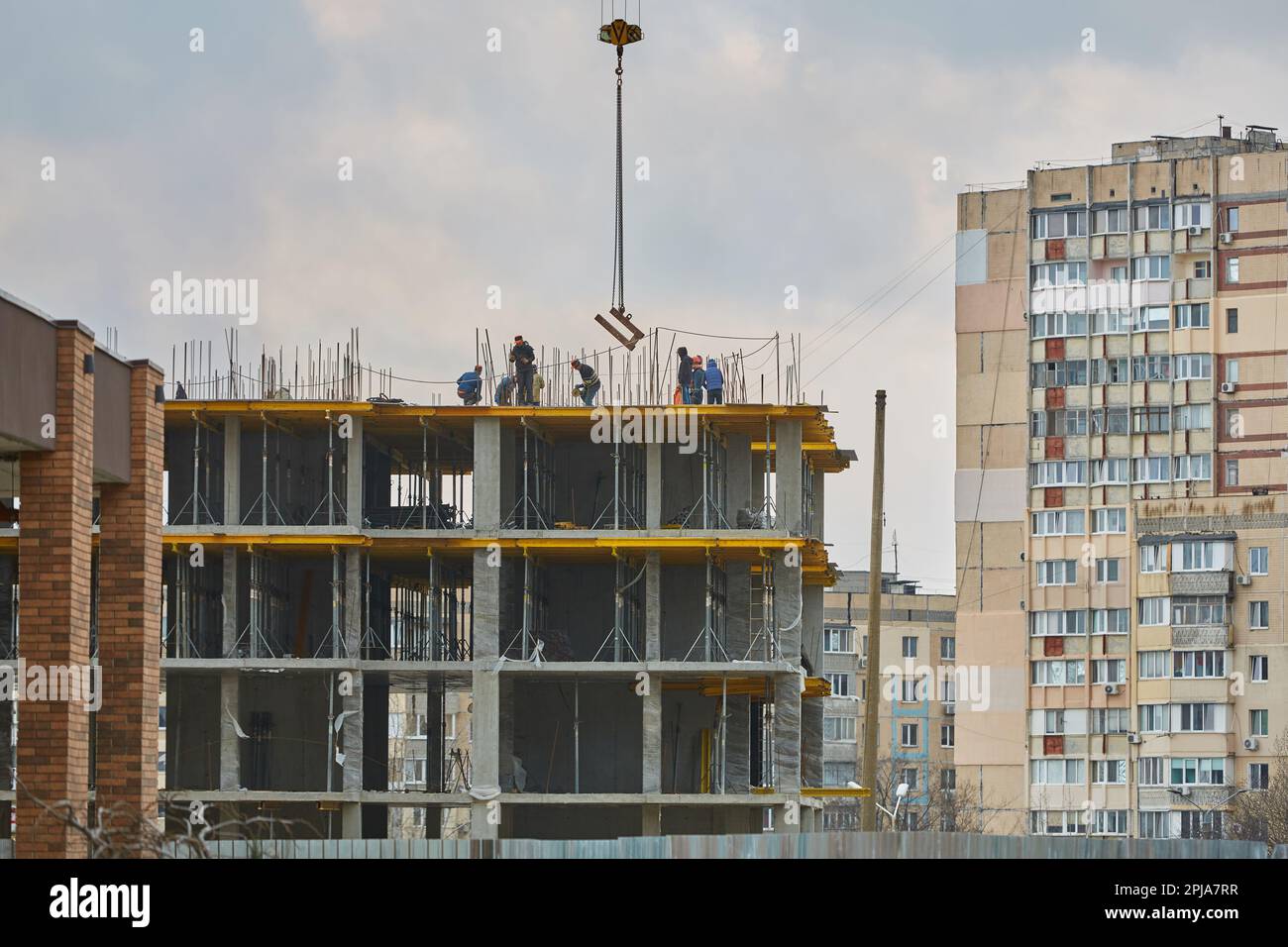Construction site. High rise Building under construction. Construction ...