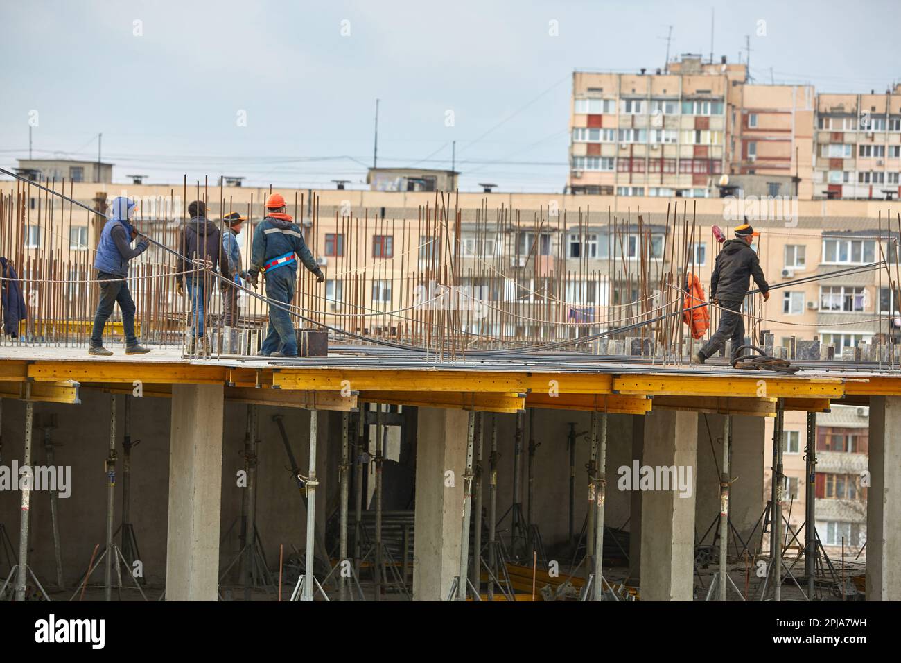 Construction site. High rise Building under construction. Construction ...