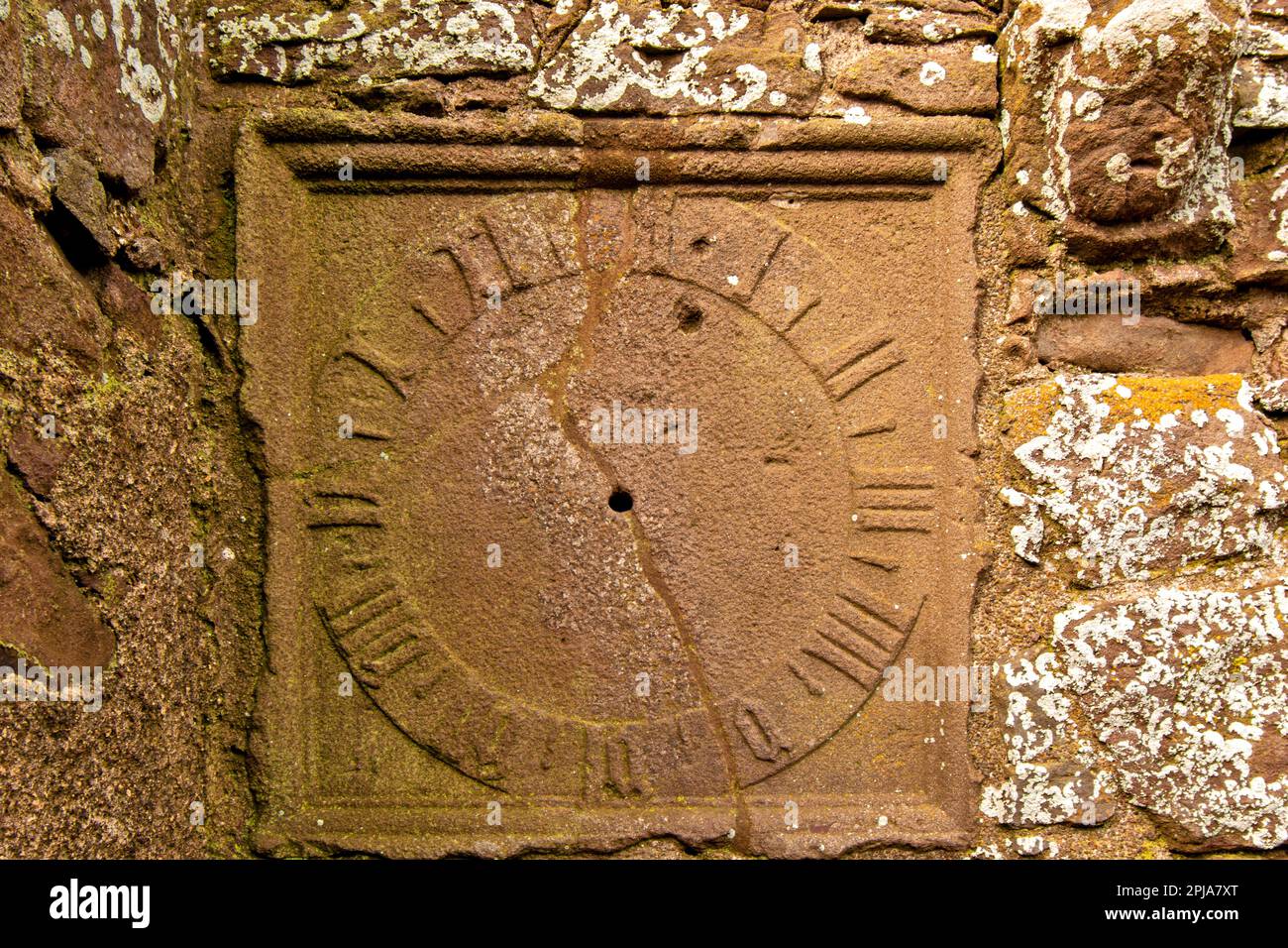 Dunnottar Castle Stonehaven Aberdeenshire face of an old sundial in the ...