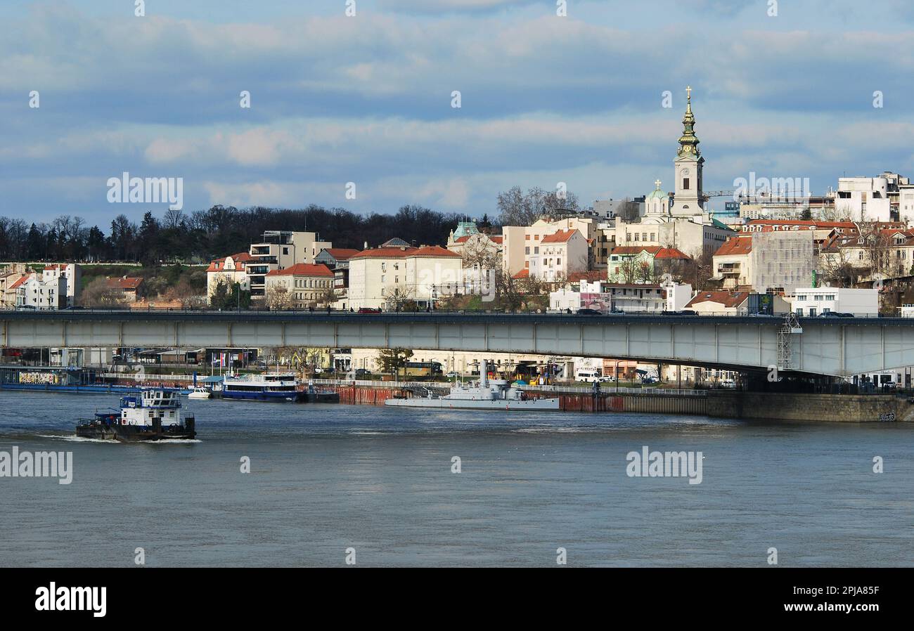 Panorama of Belgrade city and Sava river Stock Photo - Alamy