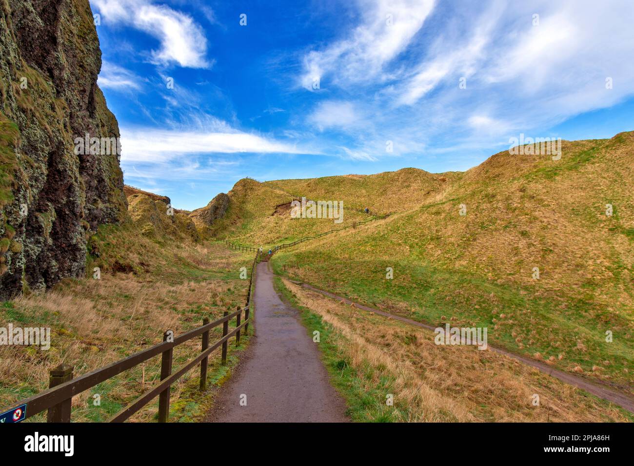 Dunnottar Castle Stonehaven Aberdeenshire Scotland the steep path and ...