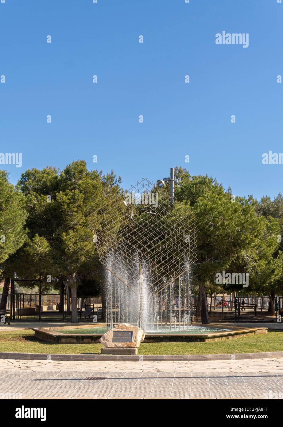 Santanyi, Spain; march 26 2023: Metal sculpture for world peace and ...