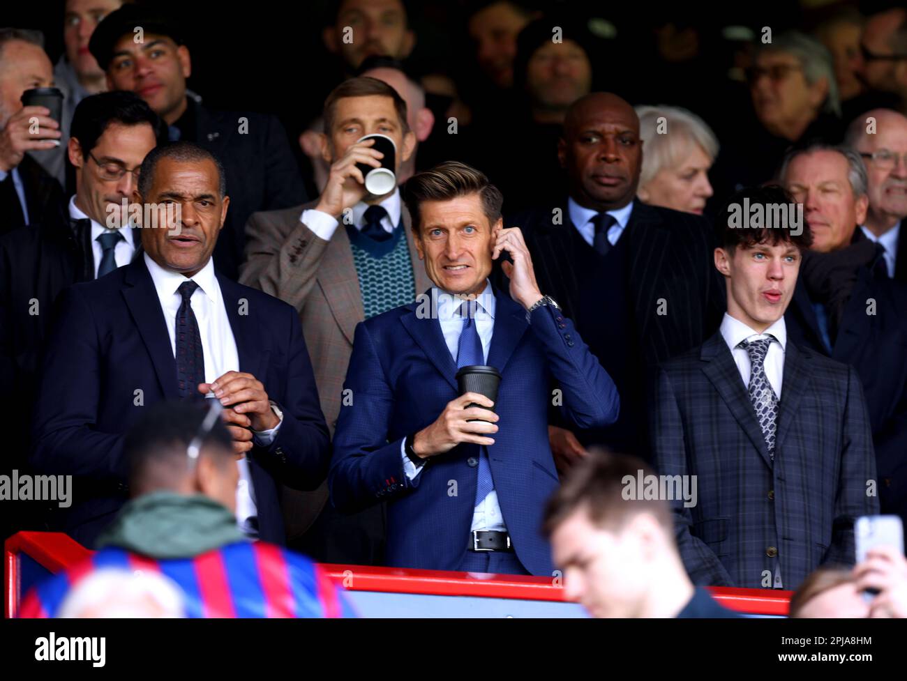 Crystal Palace chairman Steve Parish (centre) in the stands ahead of ...