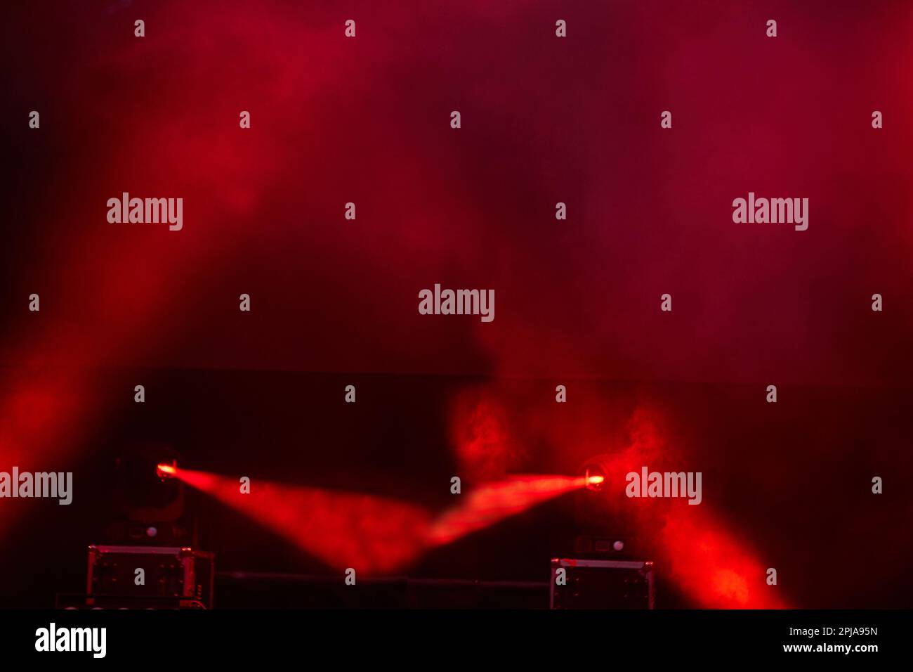 Stage lights with smoke on concert. Background in show. Interior shined ...