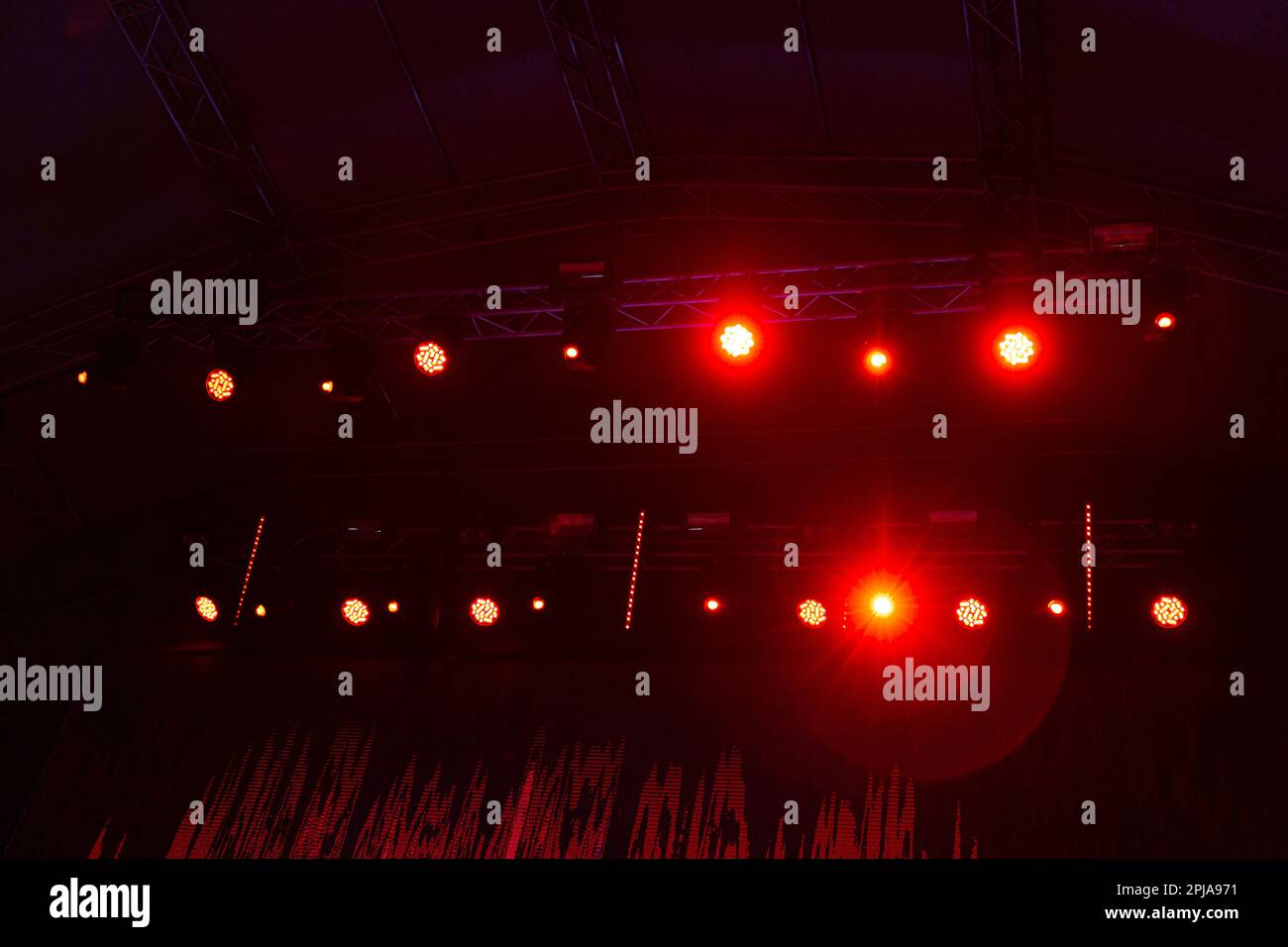 Red stage lights with smoke on concert. Background in show. Interior ...