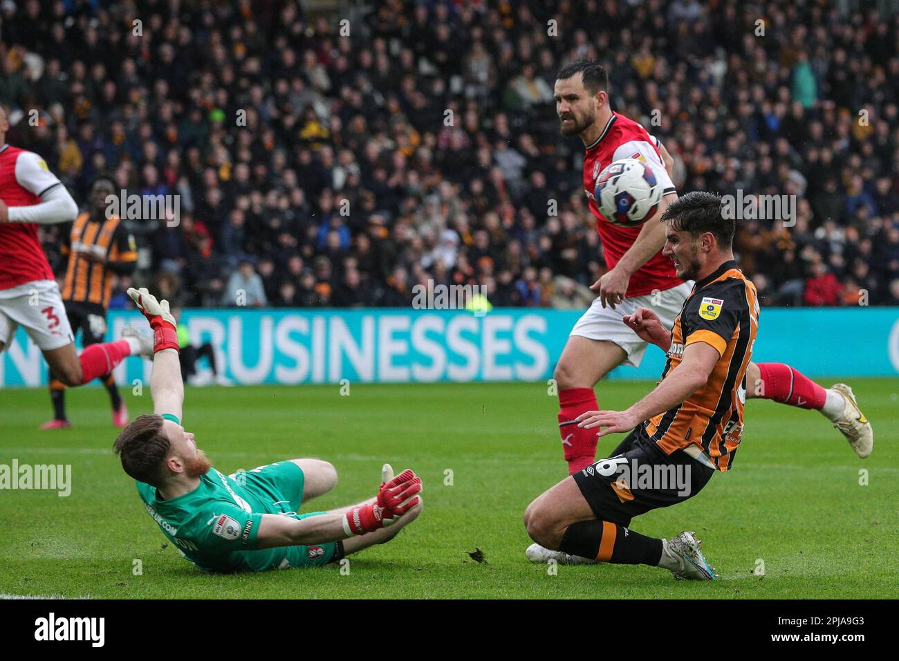 Hull, UK. 01st Apr, 2023. Ryan Longman #16 of Hull City shoots at goal ...